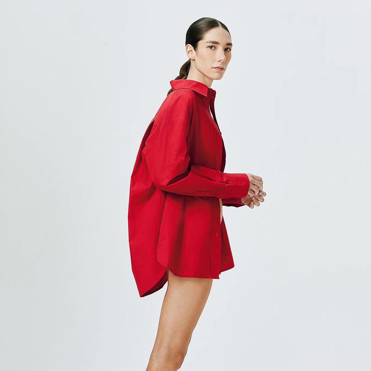 Ziah red vermillion shirt. Size m/l for oversized... | Depop