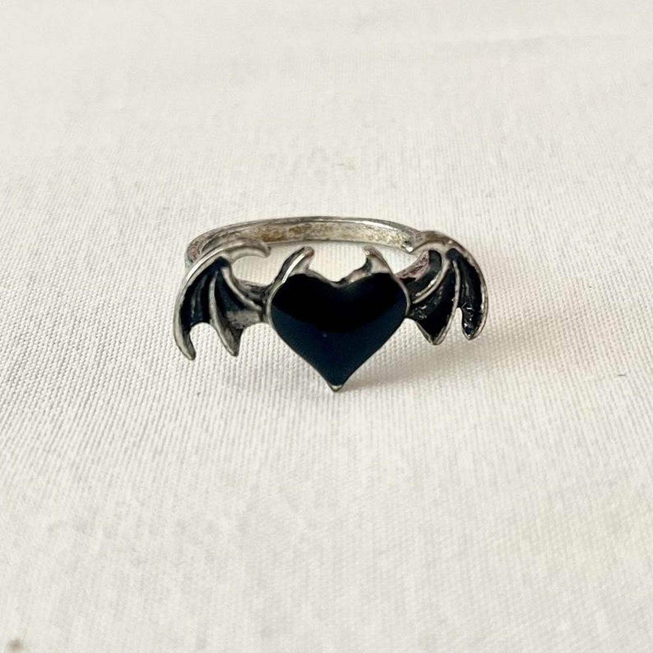 black winged heart ring! super cute, never worn.... - Depop