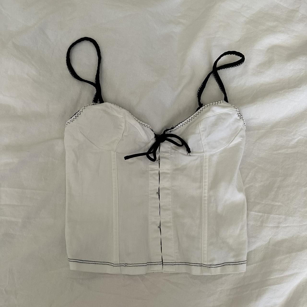 White fox boutique man down bustier top Cute white... - Depop