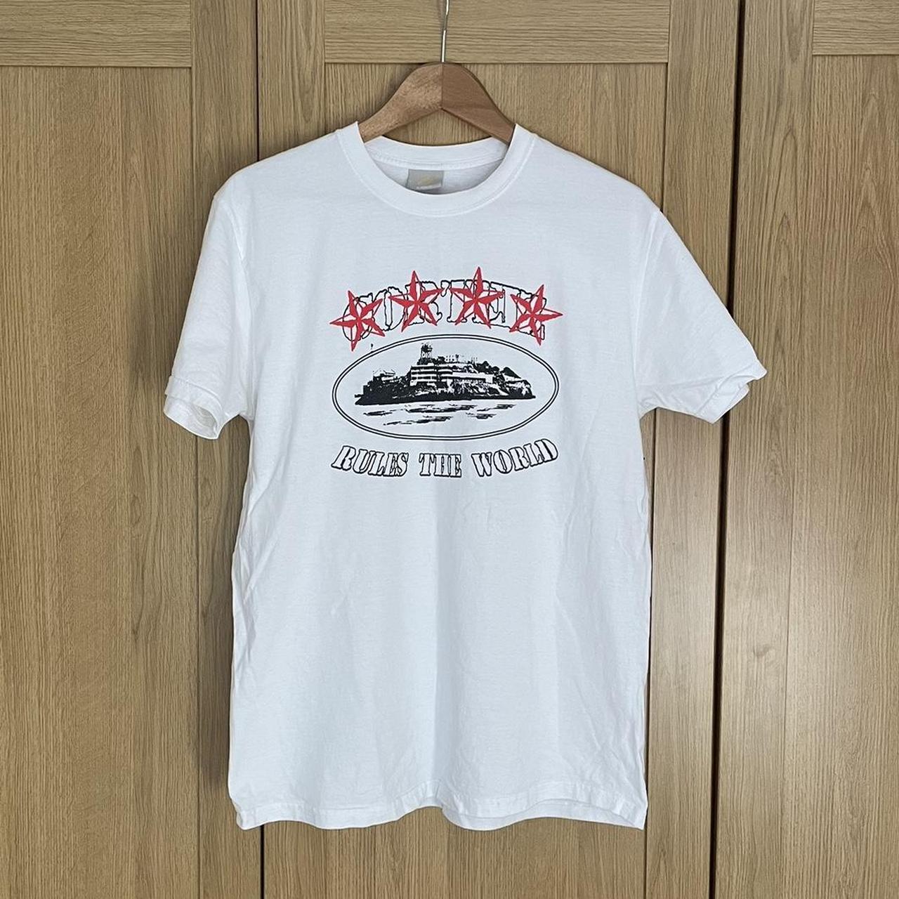 Corteiz Alcatraz red star r shirt in white Work a... - Depop