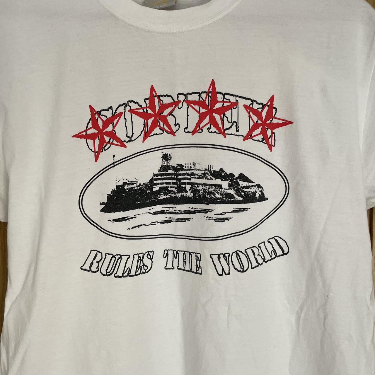 Corteiz Alcatraz red star r shirt in white Work a... - Depop