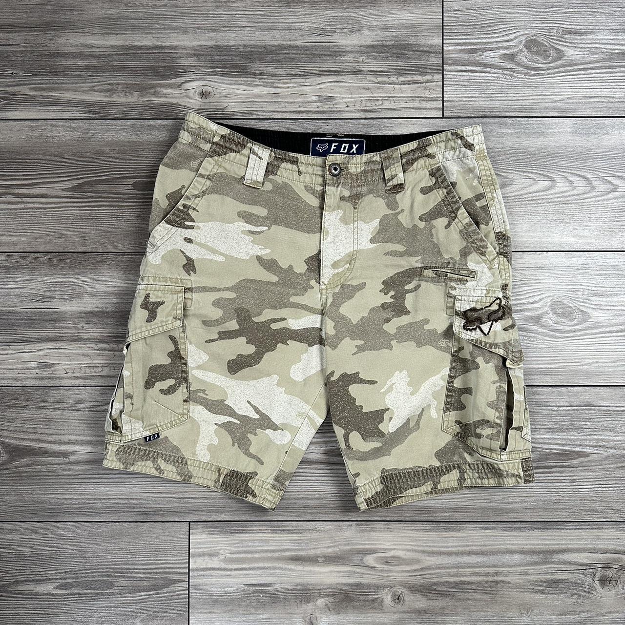 Y2K Fox Racing Camo Cargo Shorts Size 33 - Depop