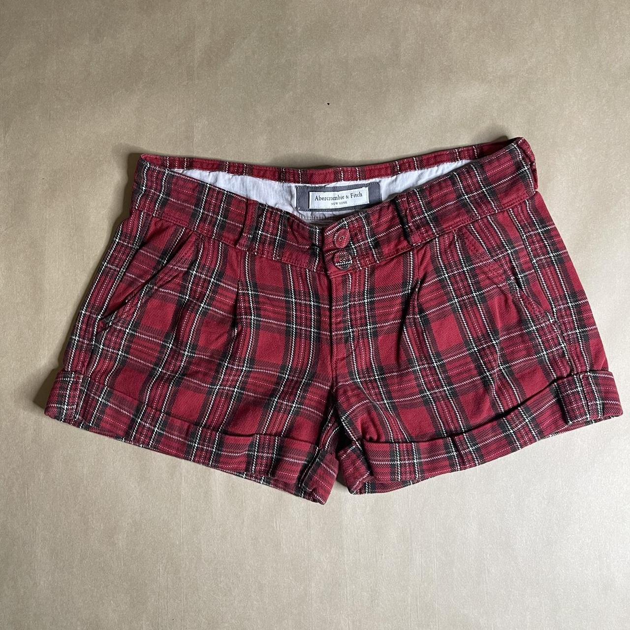 Abercrombie plaid shorts Red plaid color way, sits... - Depop