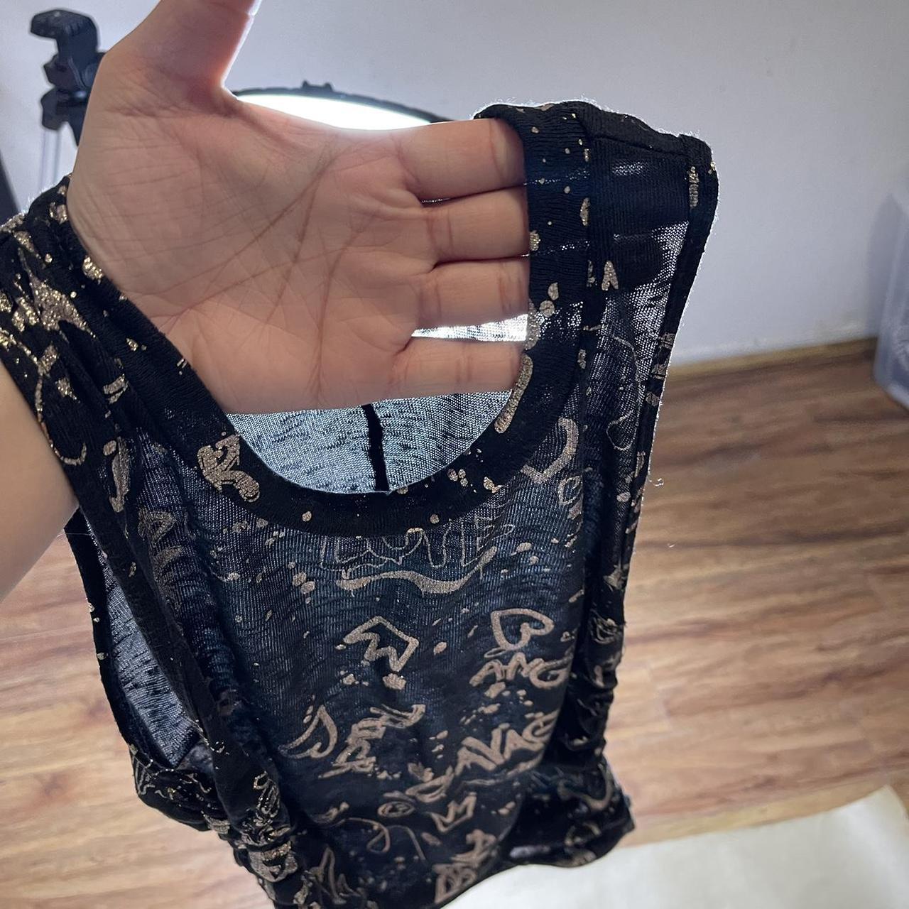 Acubi style graffiti tank “Love” brand black mesh... - Depop