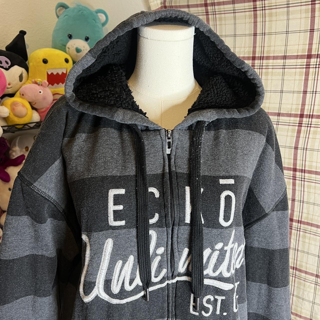 Mallgoth emo striped sweater - dual toned grey... - Depop