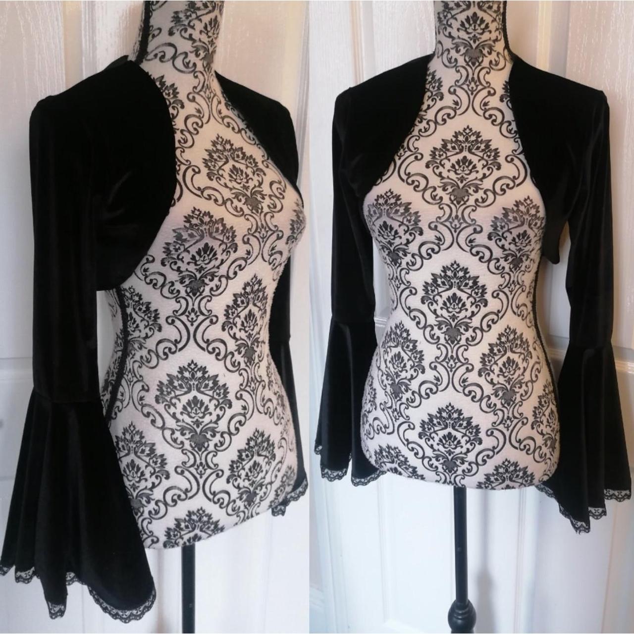 Velvet handmade gothic bolero with oversized bell... | Depop