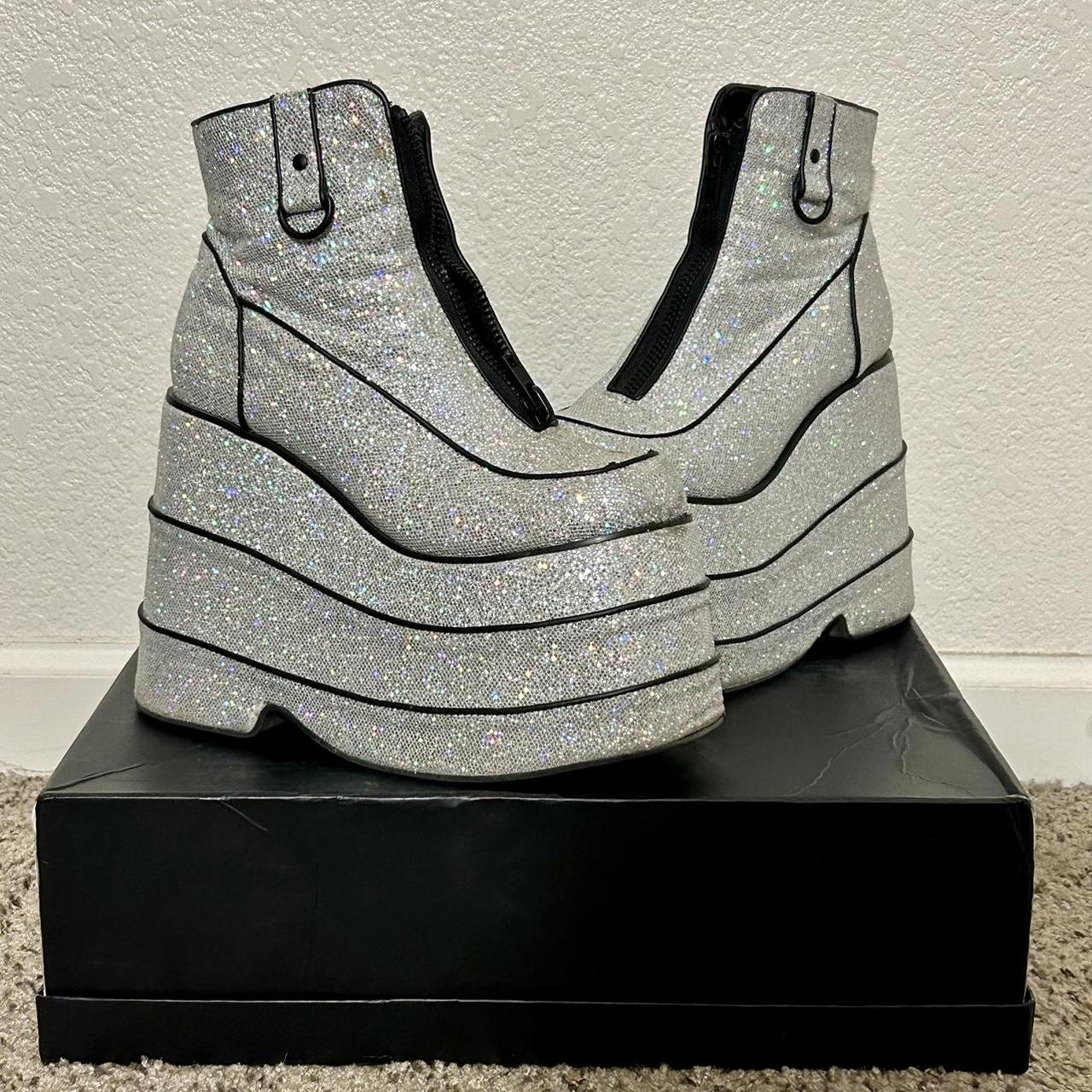 Club Exx Silver Glitter Platforms These are so... - Depop