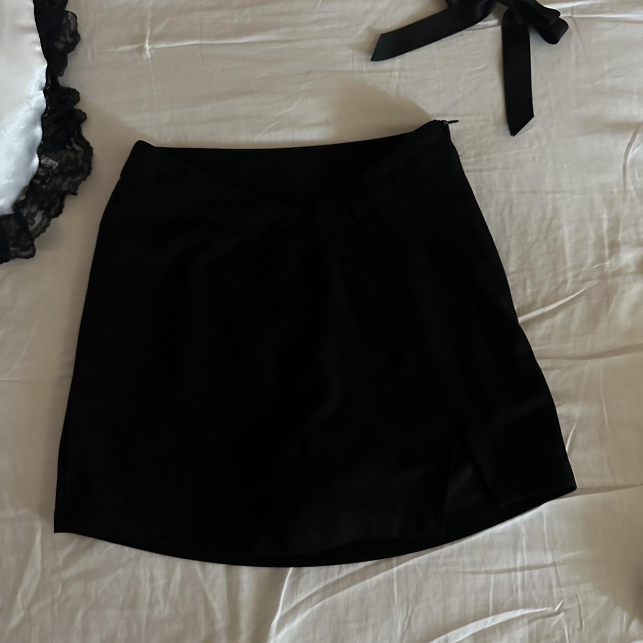 black v line skirt with side slit #lace #goth #alt... - Depop