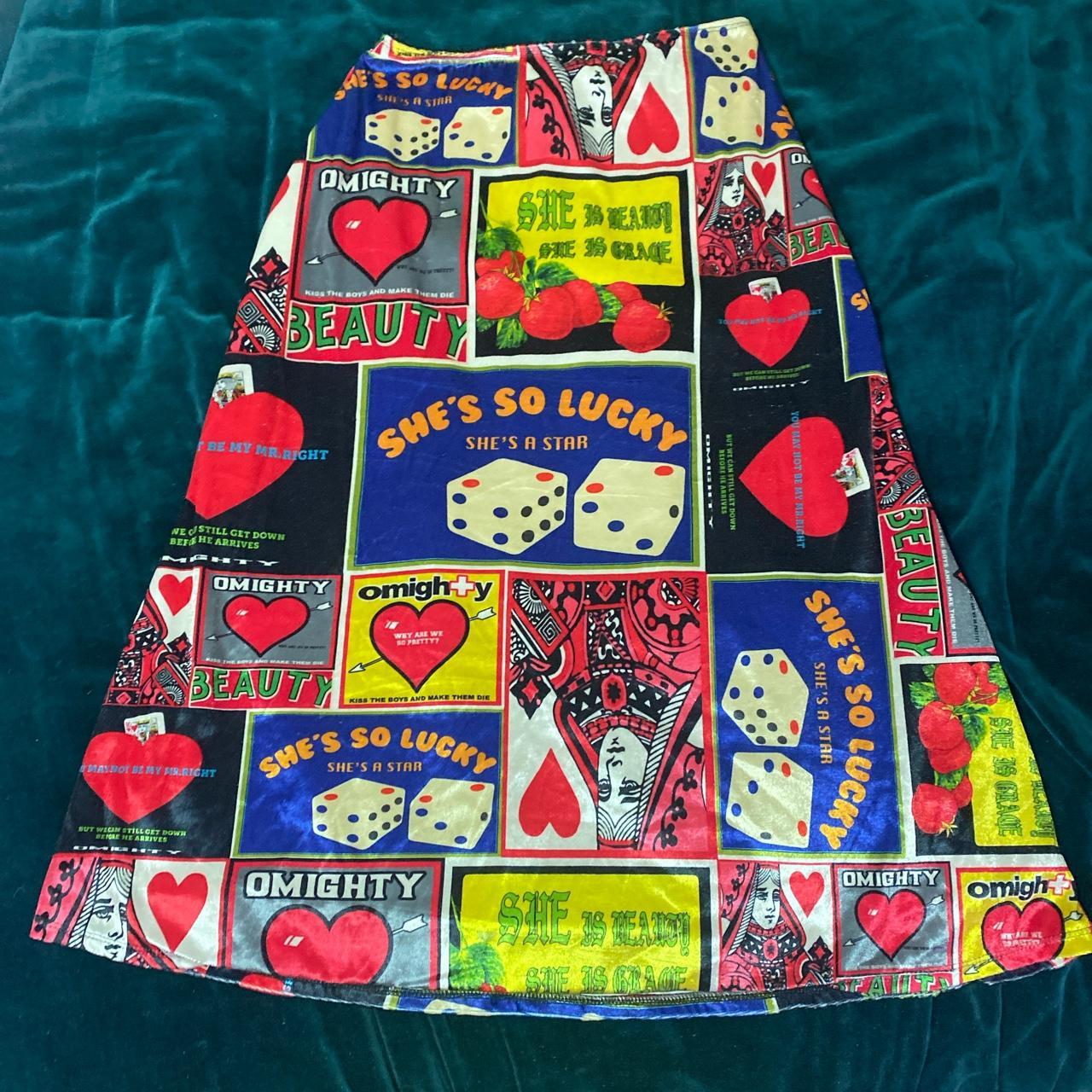 O Mighty she’s so lucky velvet midi skirt size... - Depop