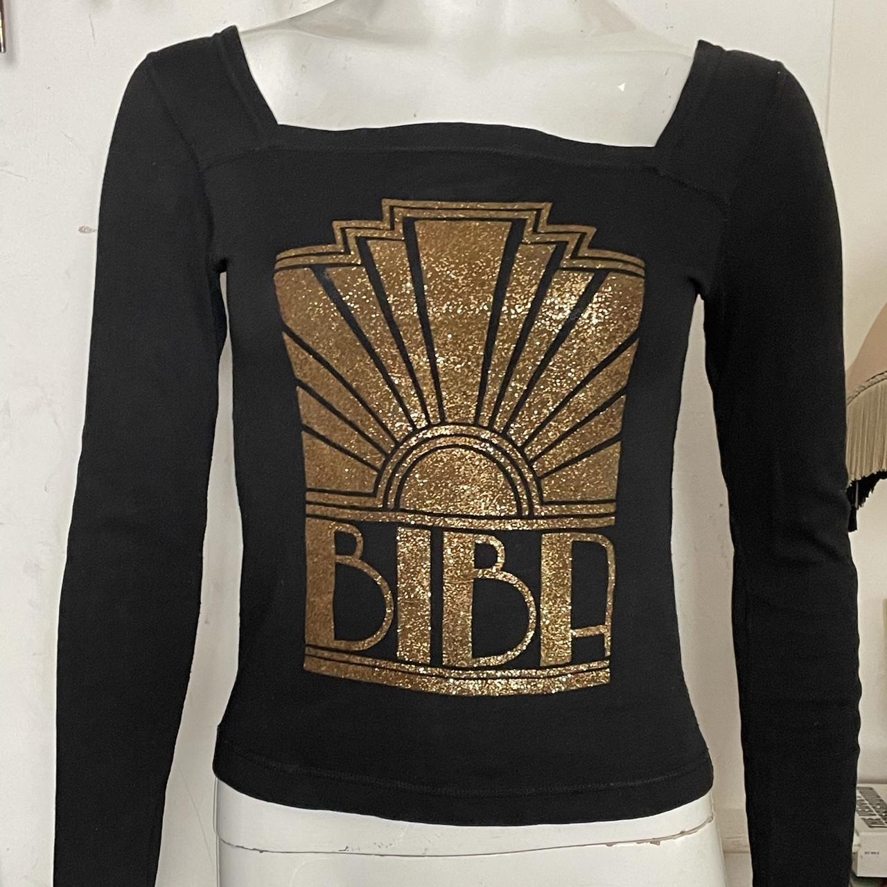 Vintage 1970s original BIBA black cotton and gold... - Depop