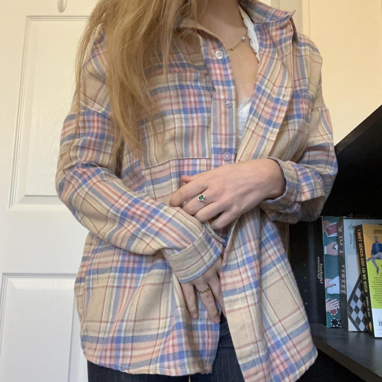 Oversized dad style flannel shirt Such nice colours... - Depop