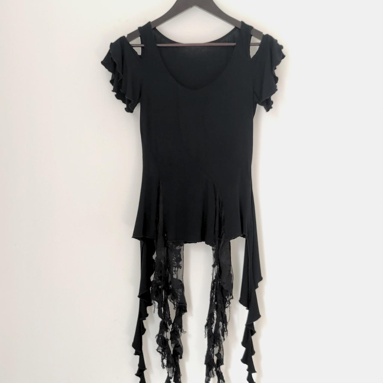 Punk rave frilled cold shoulder top S Would fit... - Depop