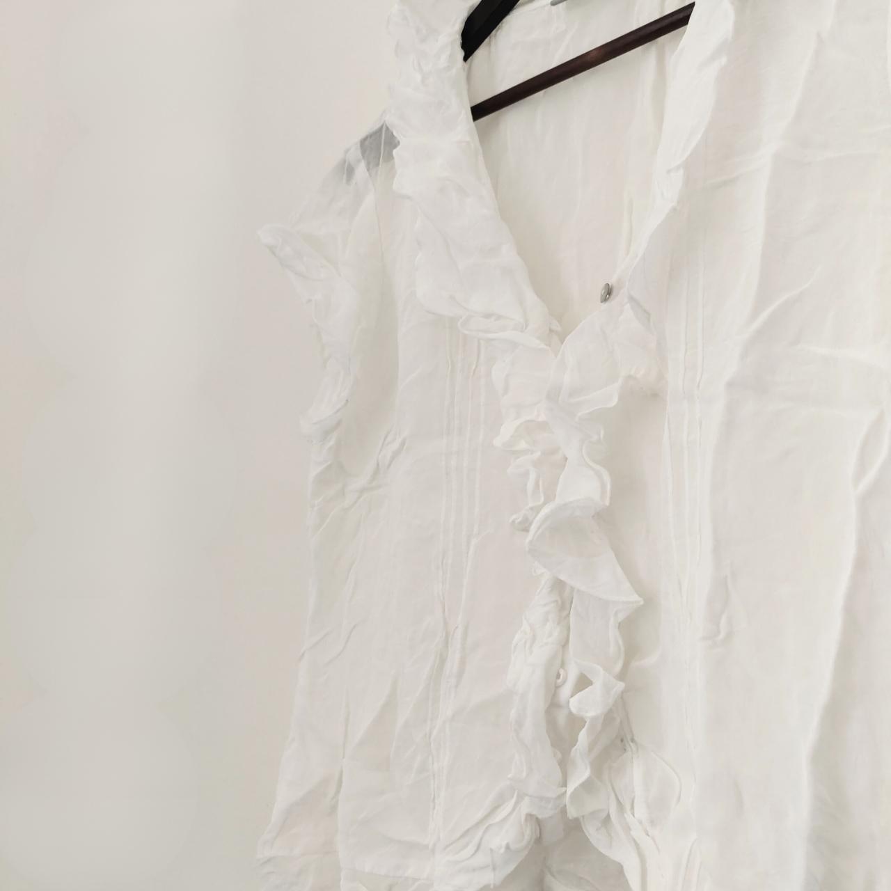 Ruffled white sheer top Perfect for layering Its a... - Depop