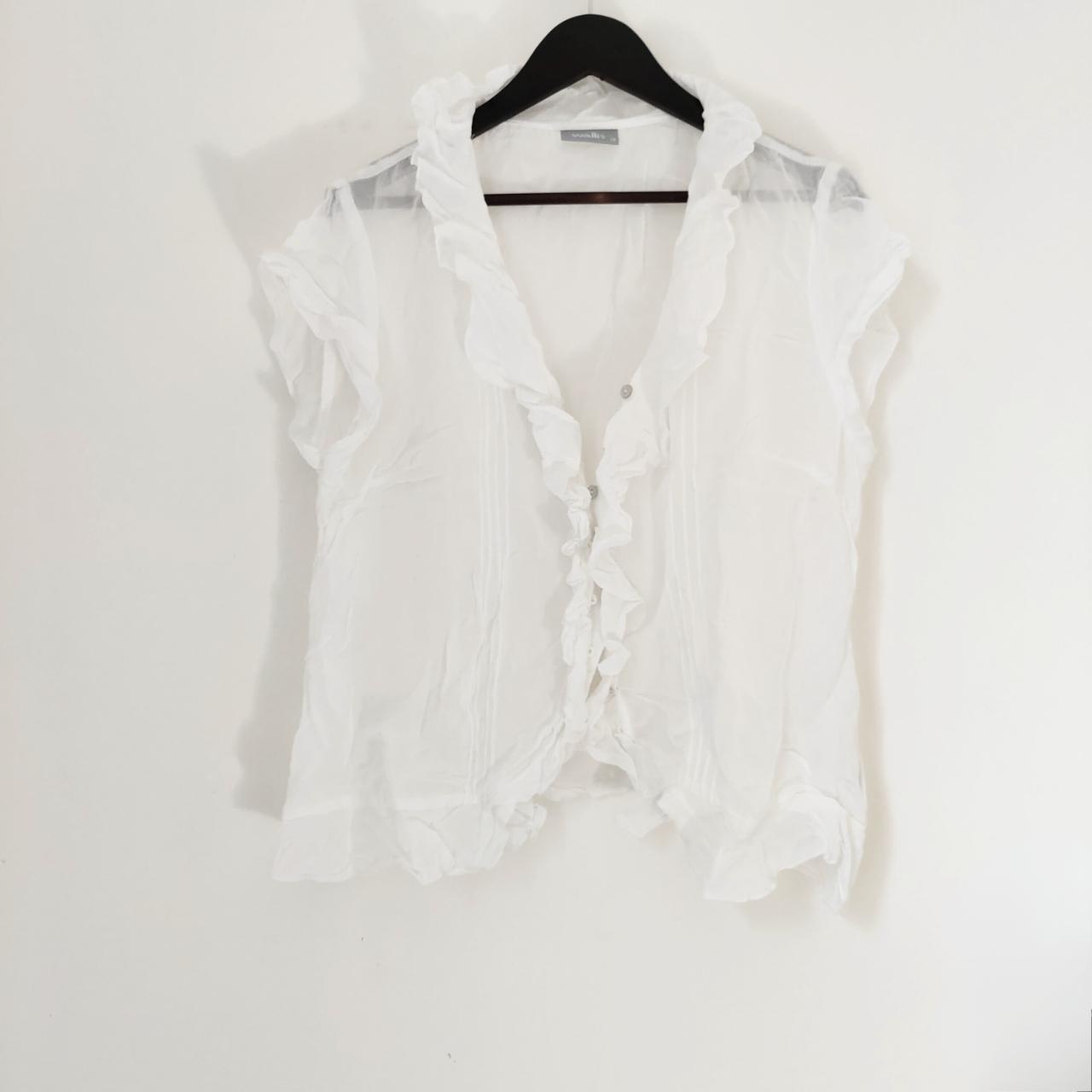 Ruffled white sheer top Perfect for layering Its a... - Depop