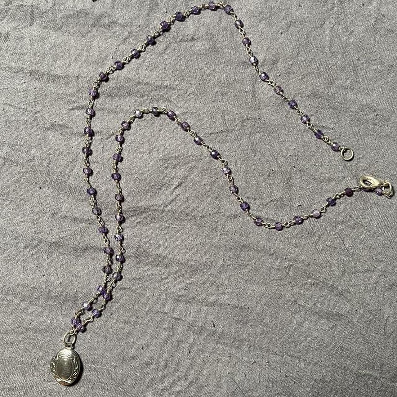 💜Mini Locket lavender handmade beaded necklace📿... - Depop