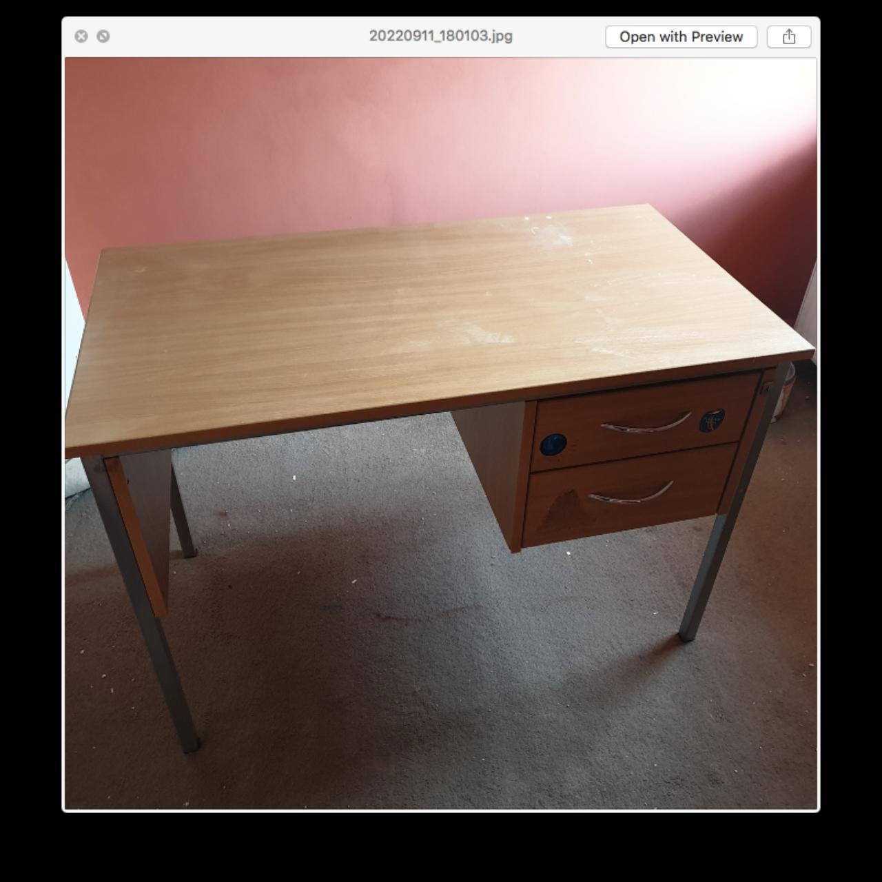 Dismantled Wood and Metal Office Table with Two... - Depop