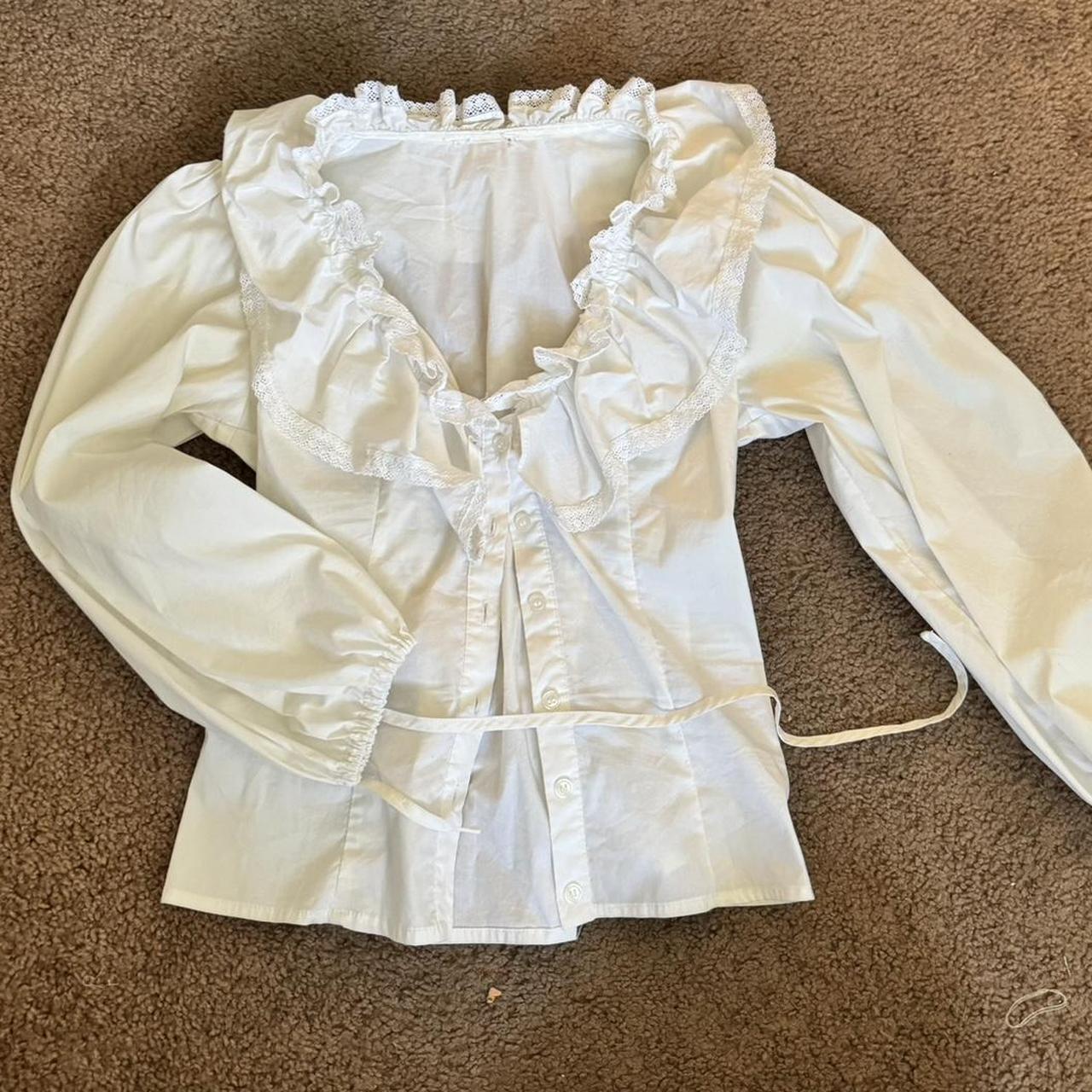 Cute renaissance style button up with a frilly lace... - Depop