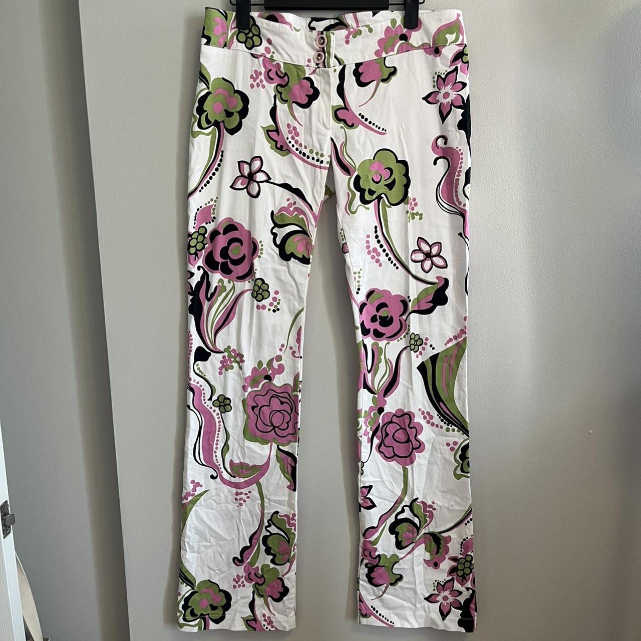 Funky vintage low waisted printed pants (very... - Depop