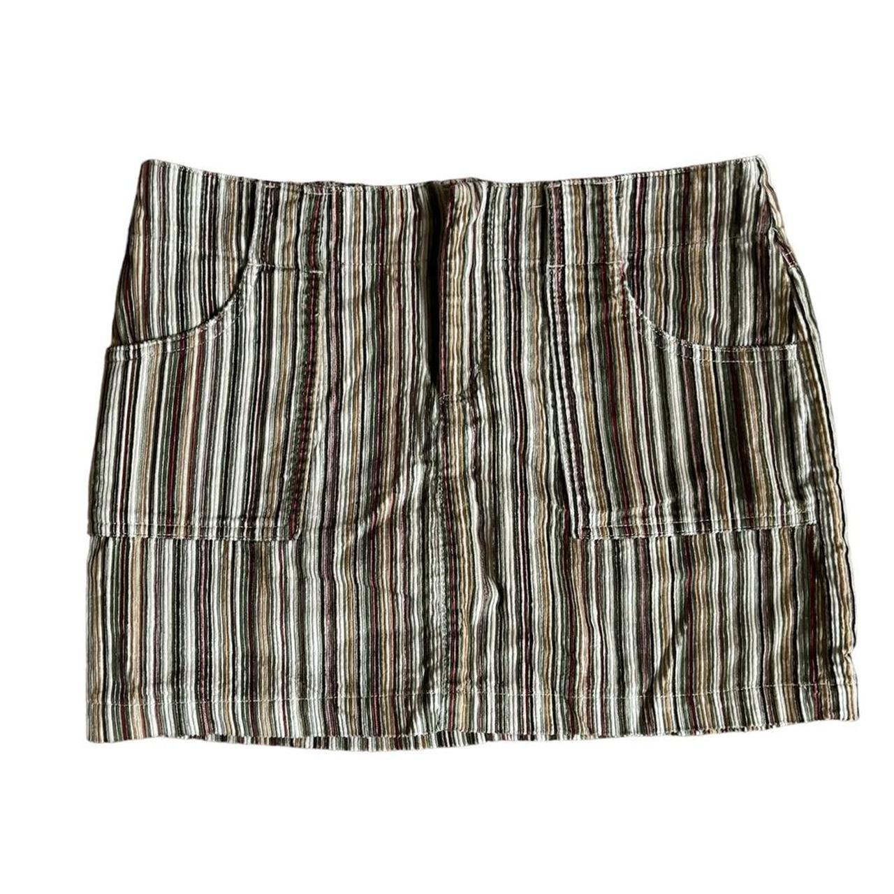 Brown Cord Striped Mini Skirt Depop