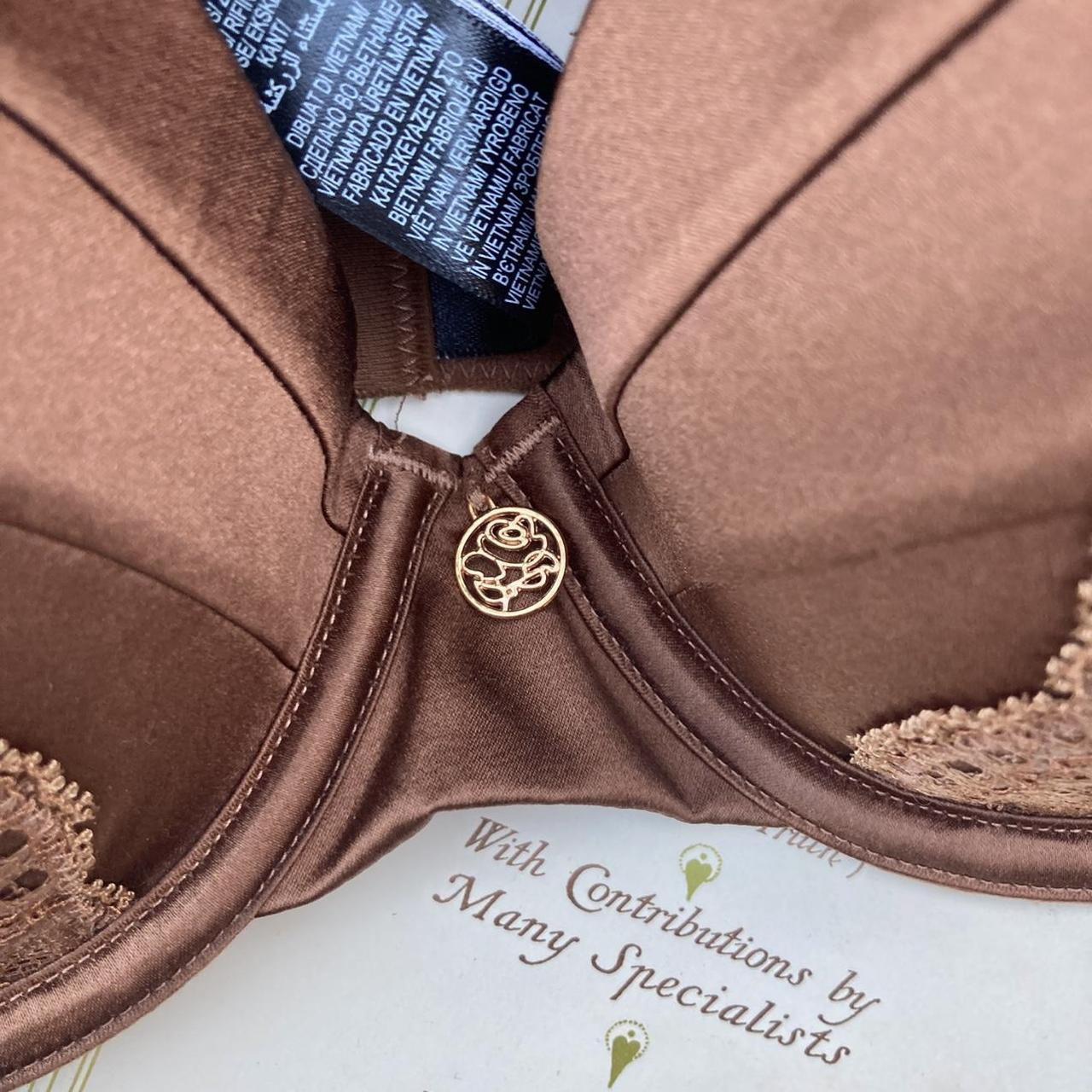 Dark copper brown silk blend bra and knickers set... | Depop