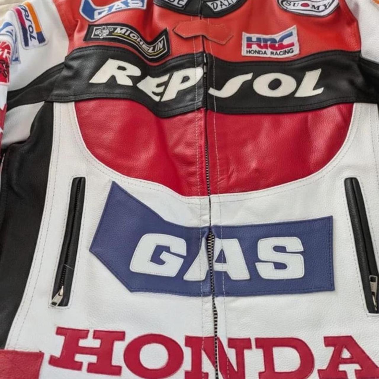 Racer Leather Jacket, Y2K Leather Jacket, NASCAR... - Depop