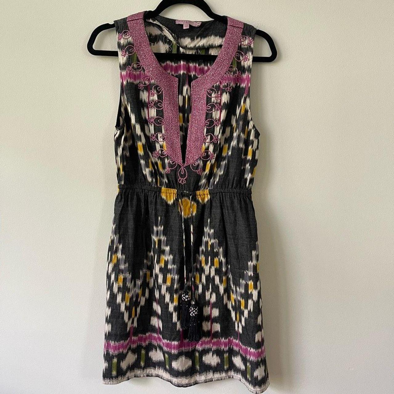 Calypso St. Barth Women's Boho Print Notch Glittery... - Depop