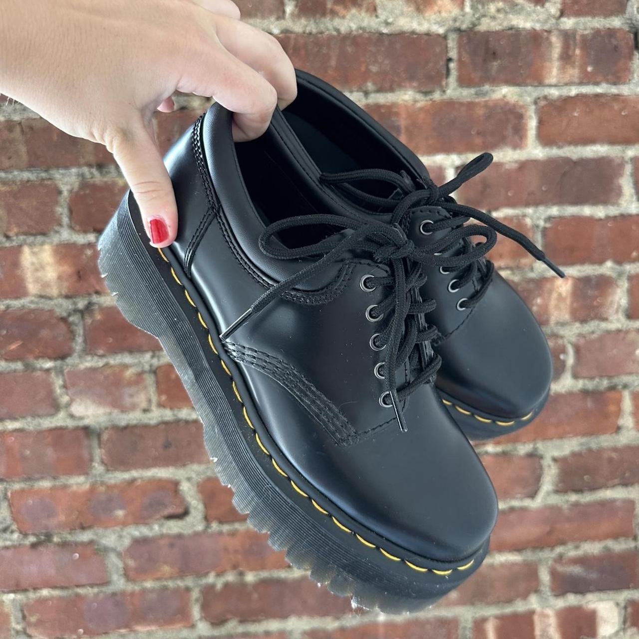 brand new black leather doc martens 8053 platform... - Depop
