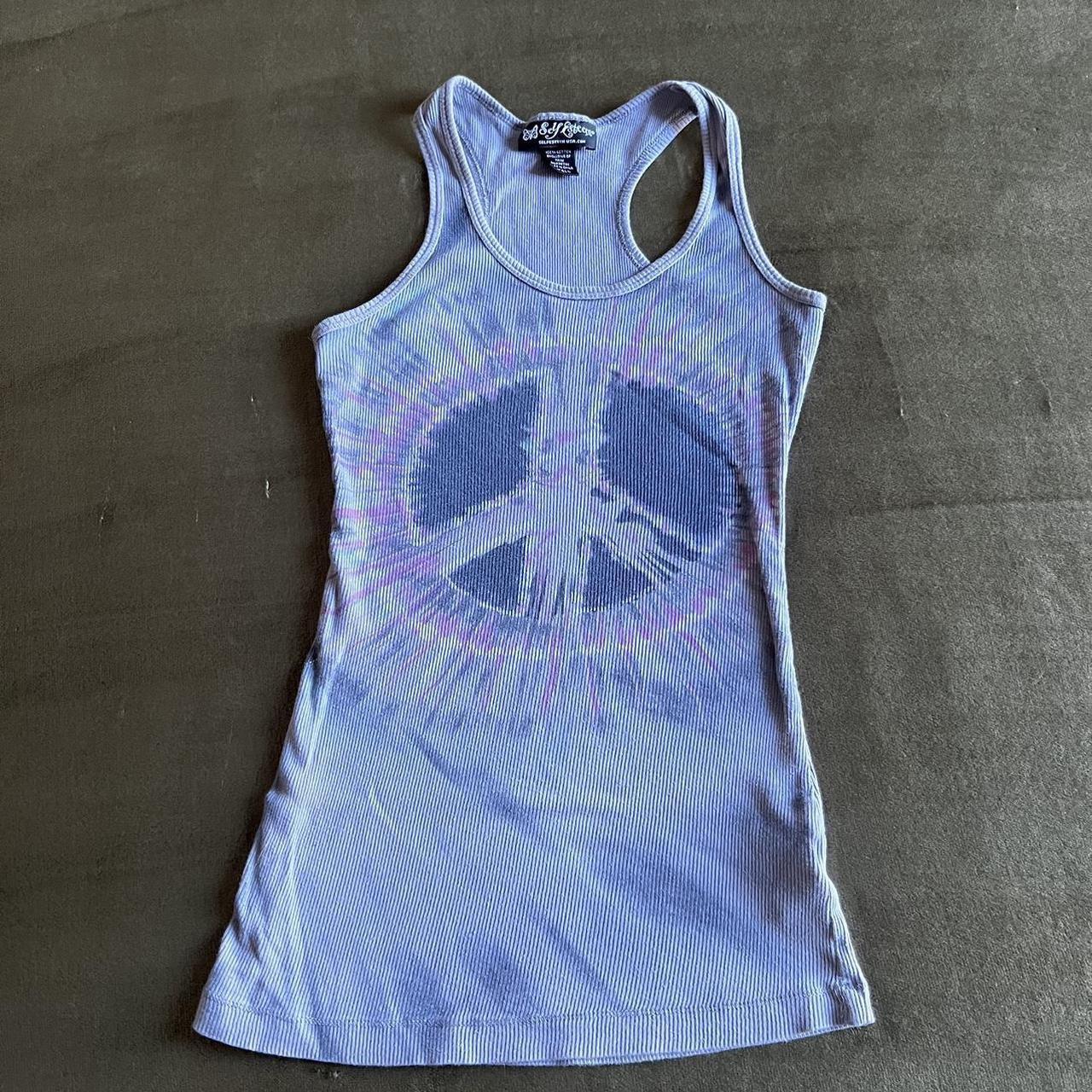 peace-sign tank top. Tie dye style. Y2K 2000s Cyber... - Depop