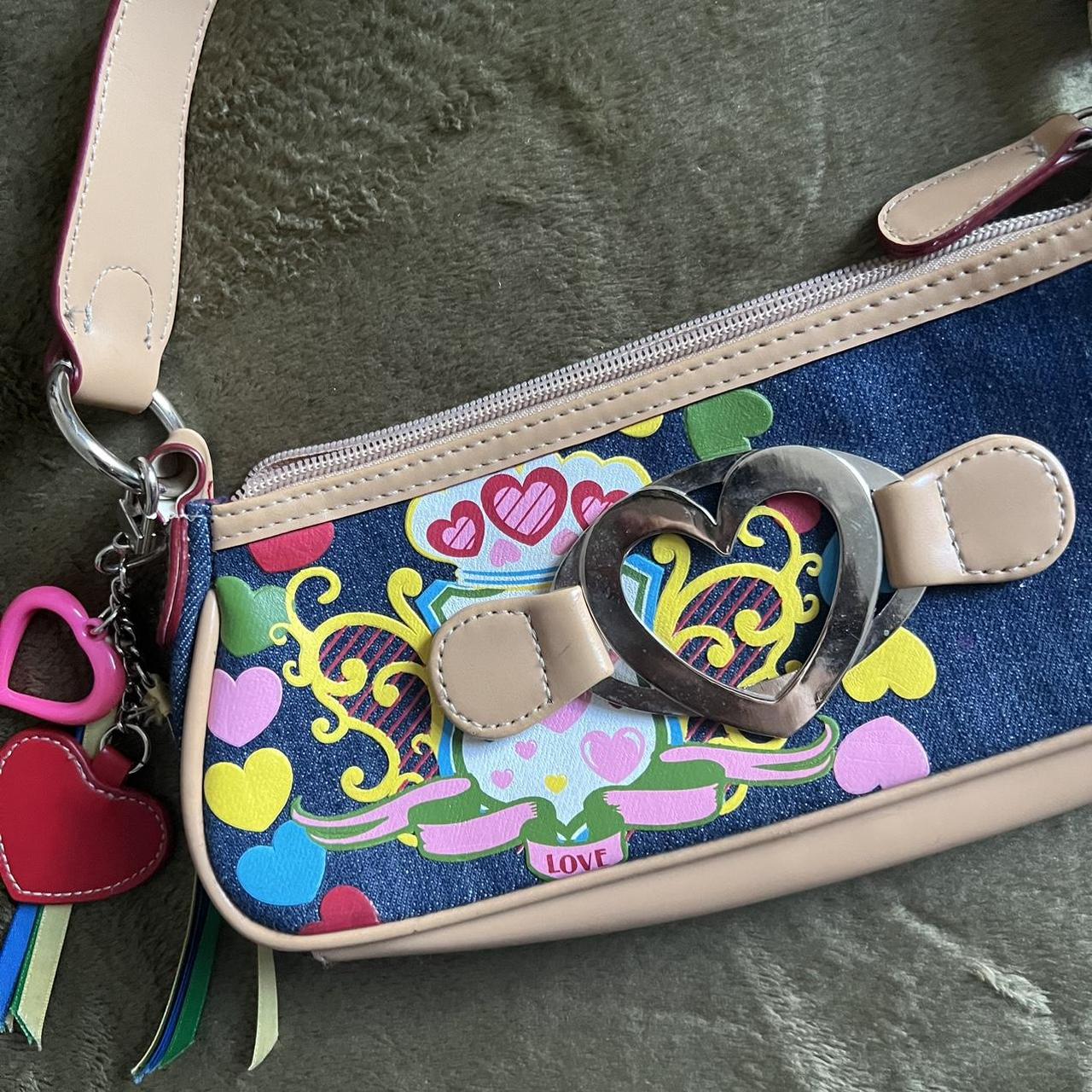 Y2K mini charm bag. Denim w hardware details. 2000s... - Depop