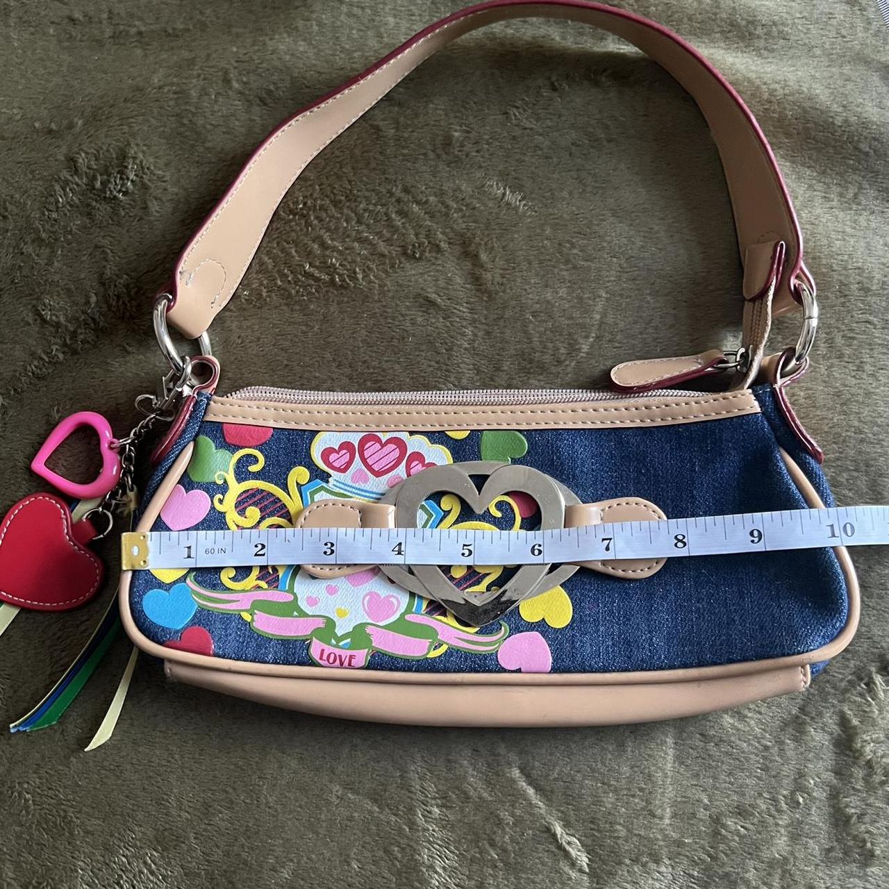 Y2K mini charm bag. Denim w hardware details. 2000s... - Depop