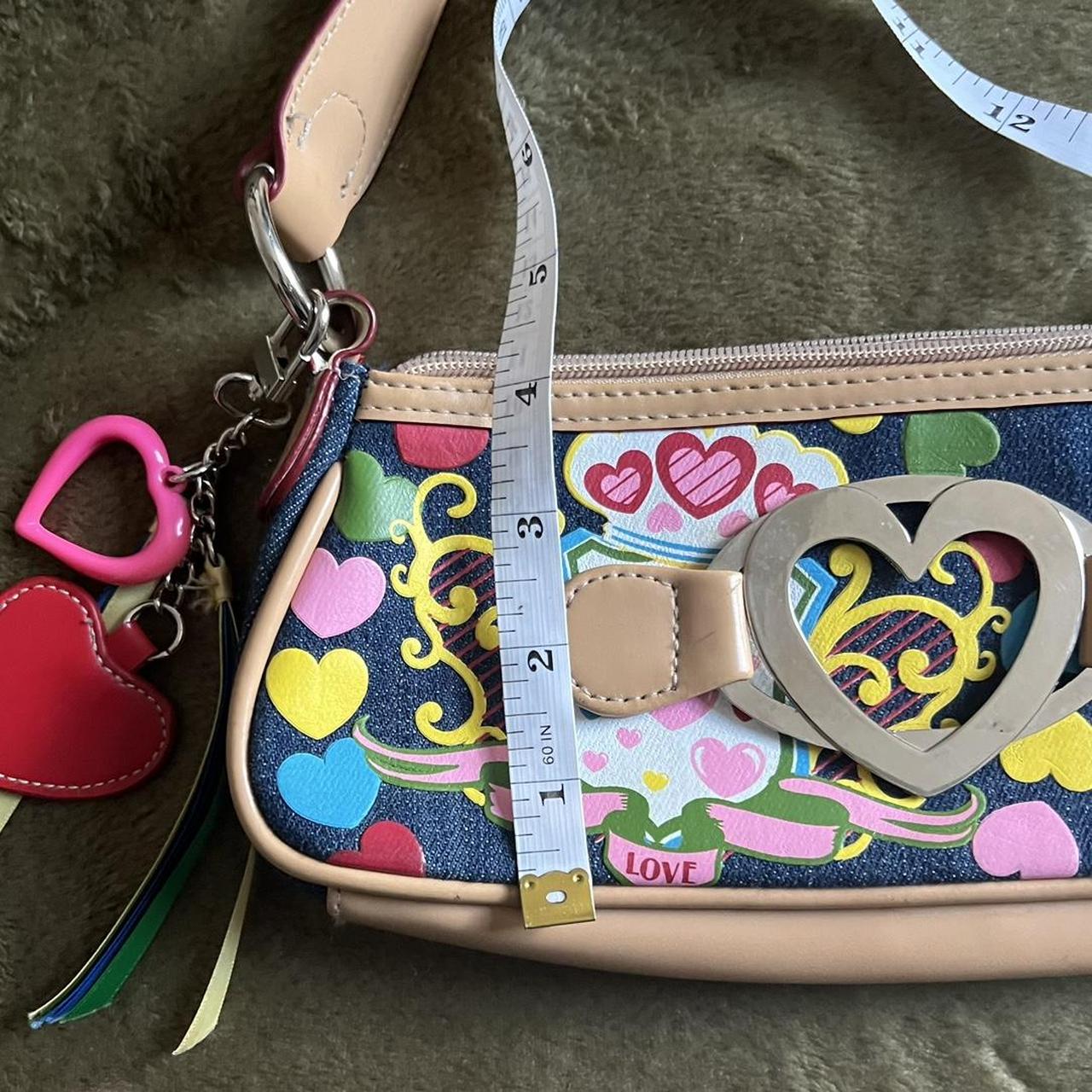 Y2K mini charm bag. Denim w hardware details. 2000s... - Depop