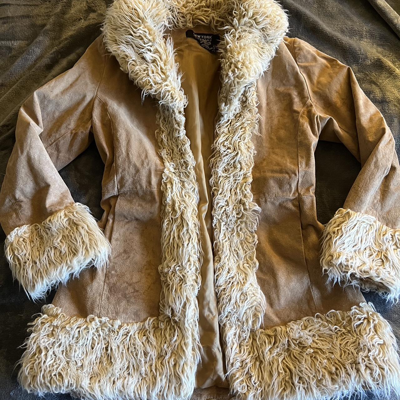 Gorgeous real leather penny-lane coat with faux fur... - Depop