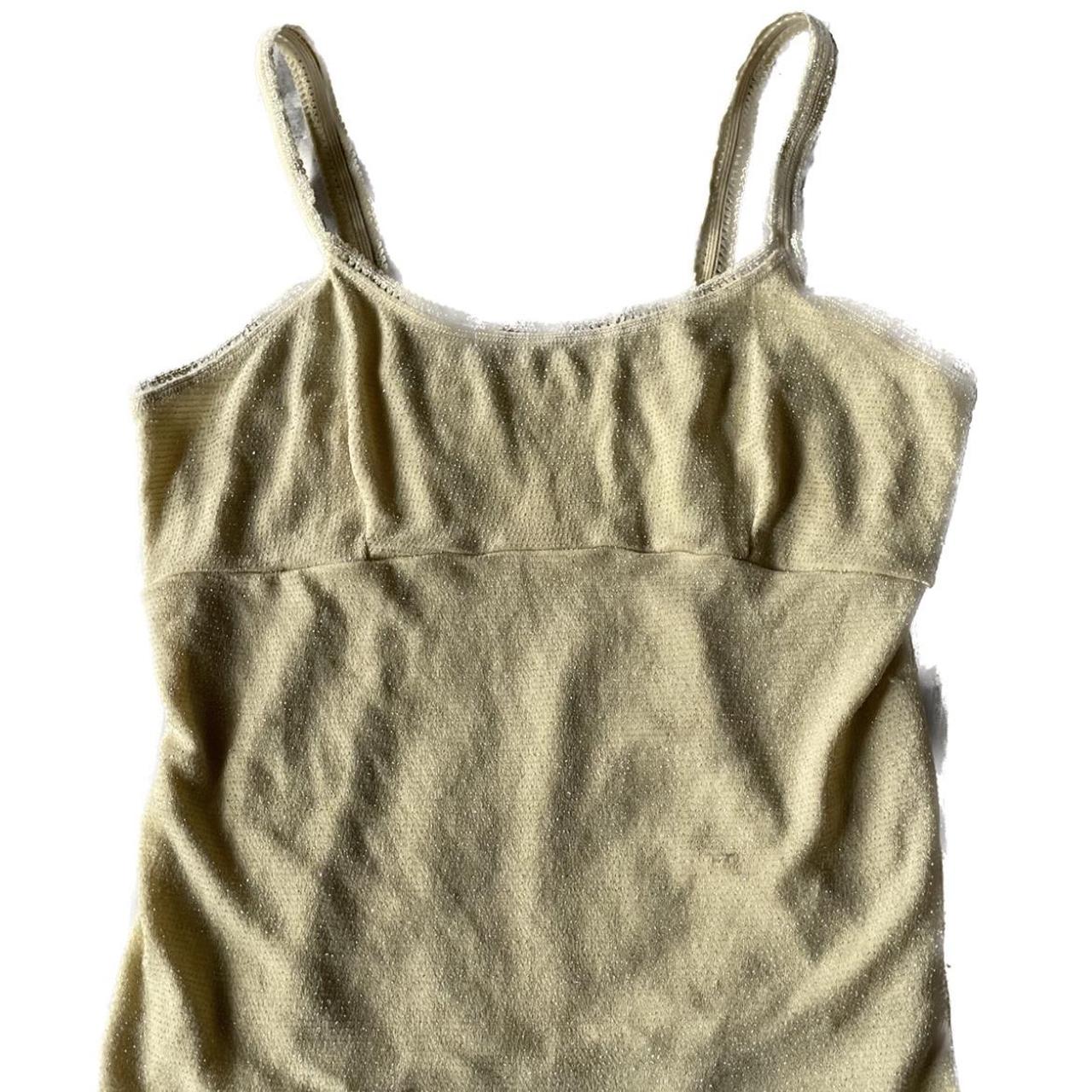 Pale / pastel yellow glitter tank top camisole.... - Depop