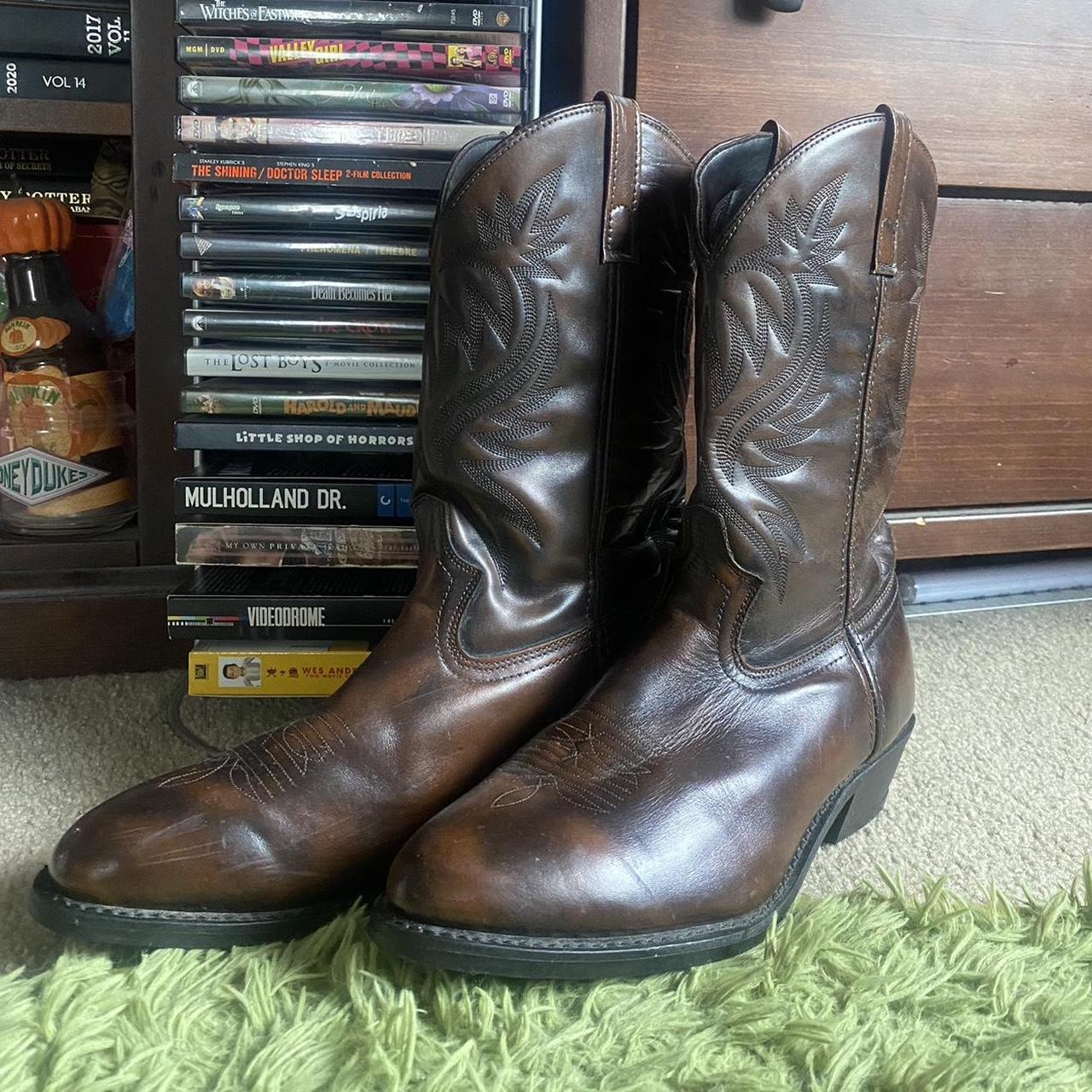 Dark brown cowboy boots, size 12 (brand: Laredo) - Depop