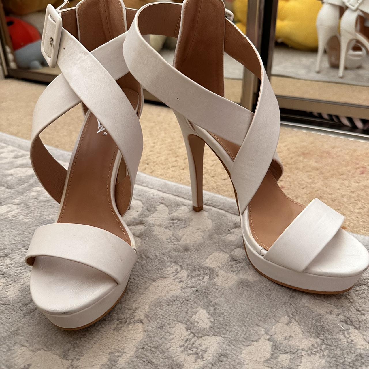 White strappy heels stilettos Very high... - Depop