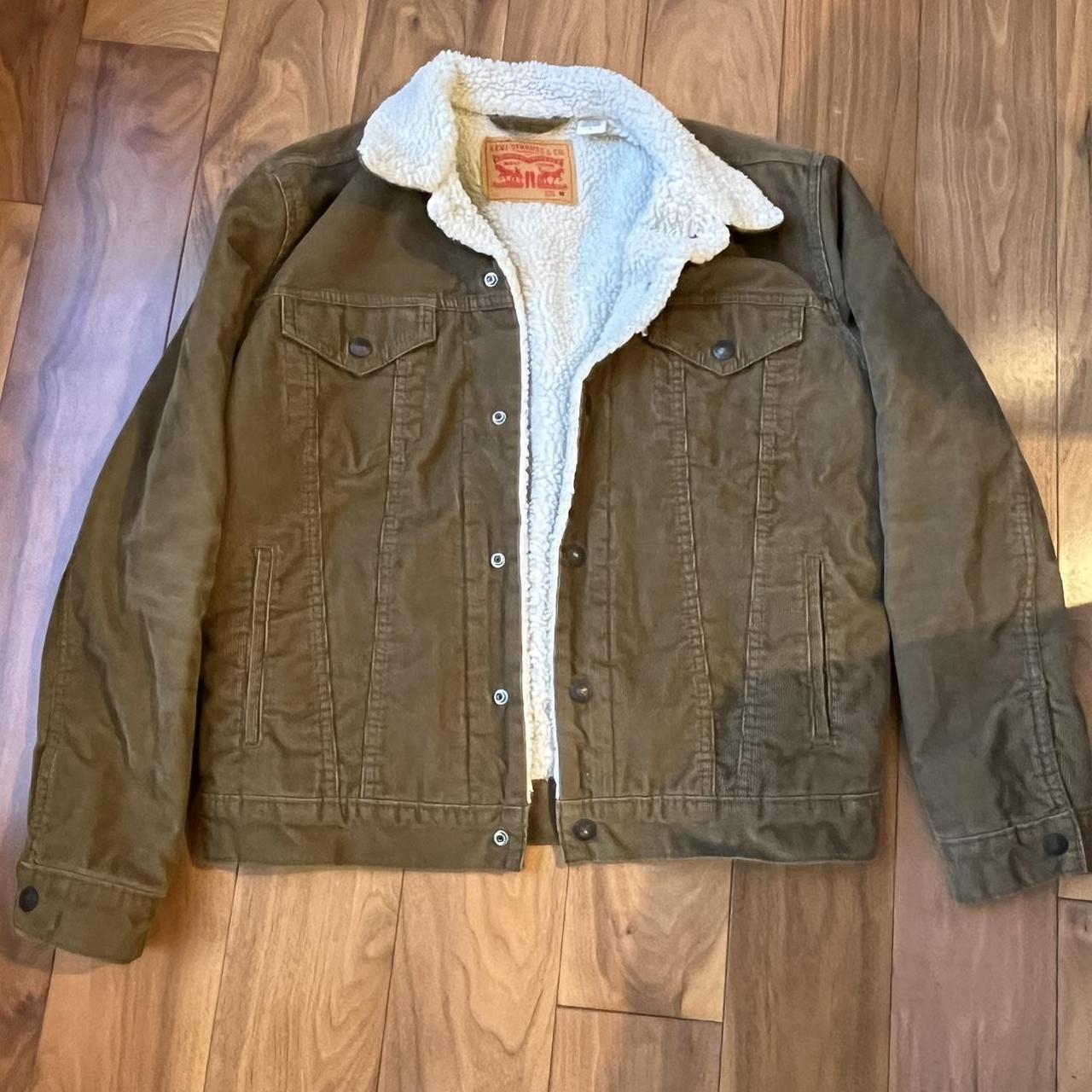 Men’s Levi’s brown corduroy jacket with Sherpa... - Depop