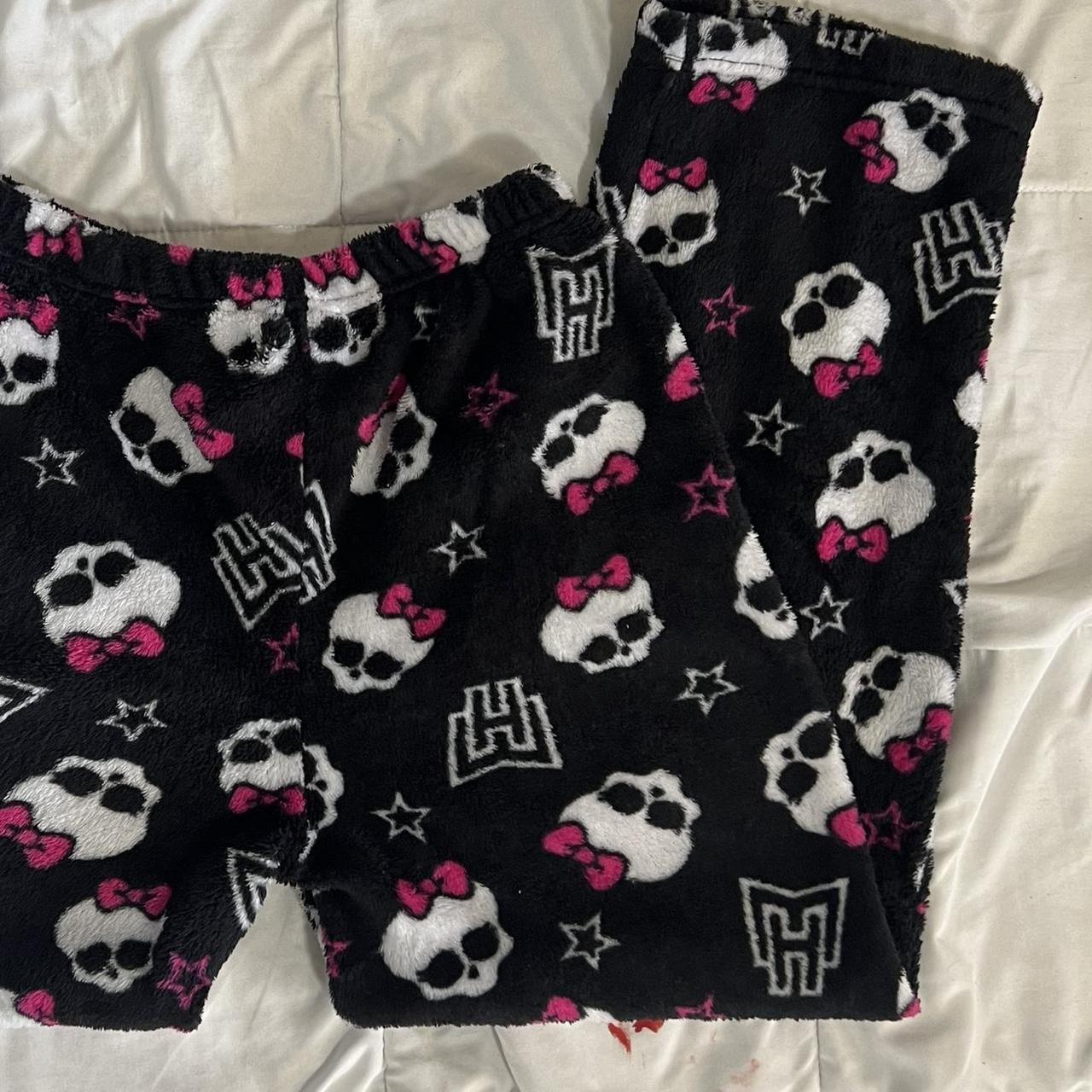 Monster High fluffy pajamas with MH skull... - Depop