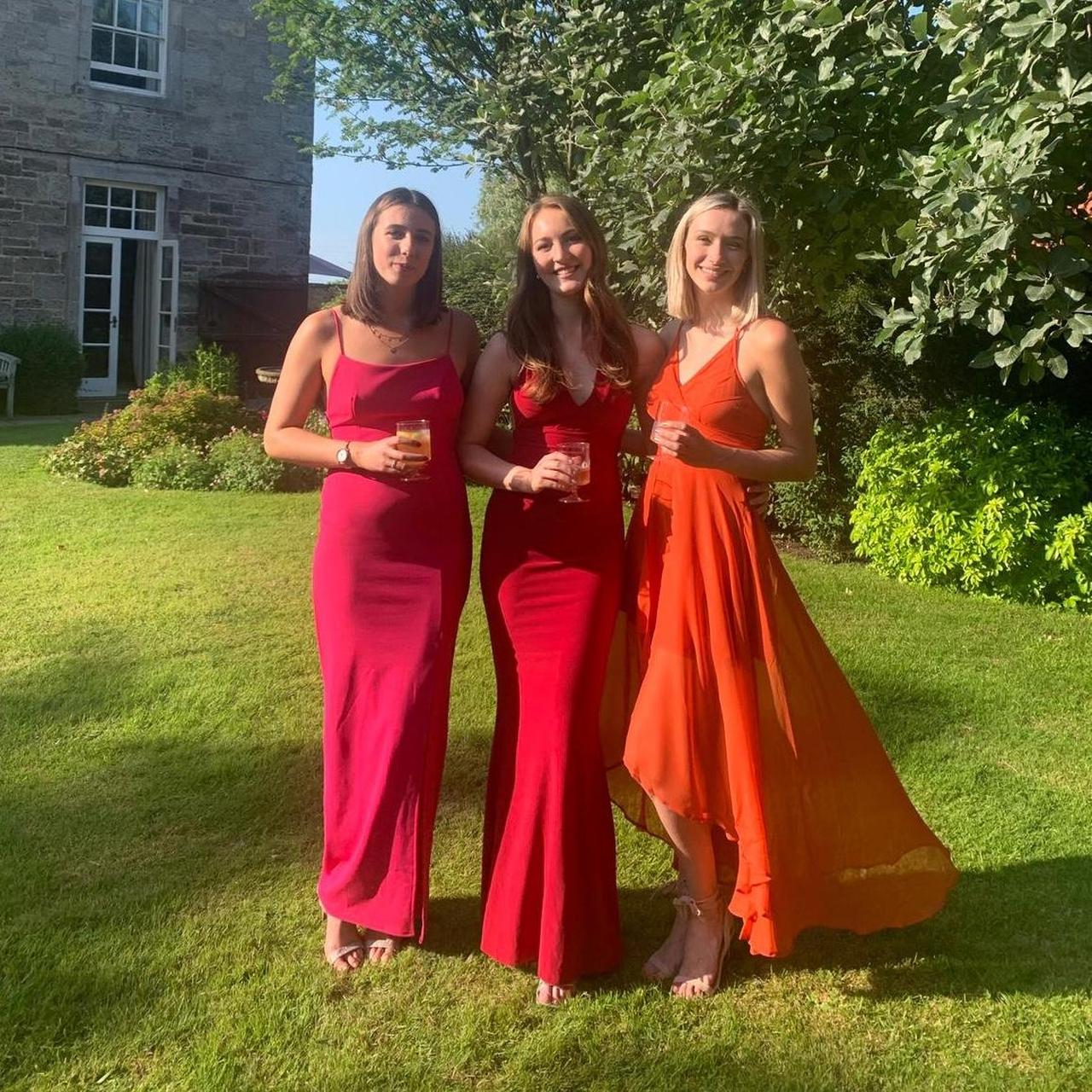 Red midi / maxi flowy full length dress Asos... - Depop