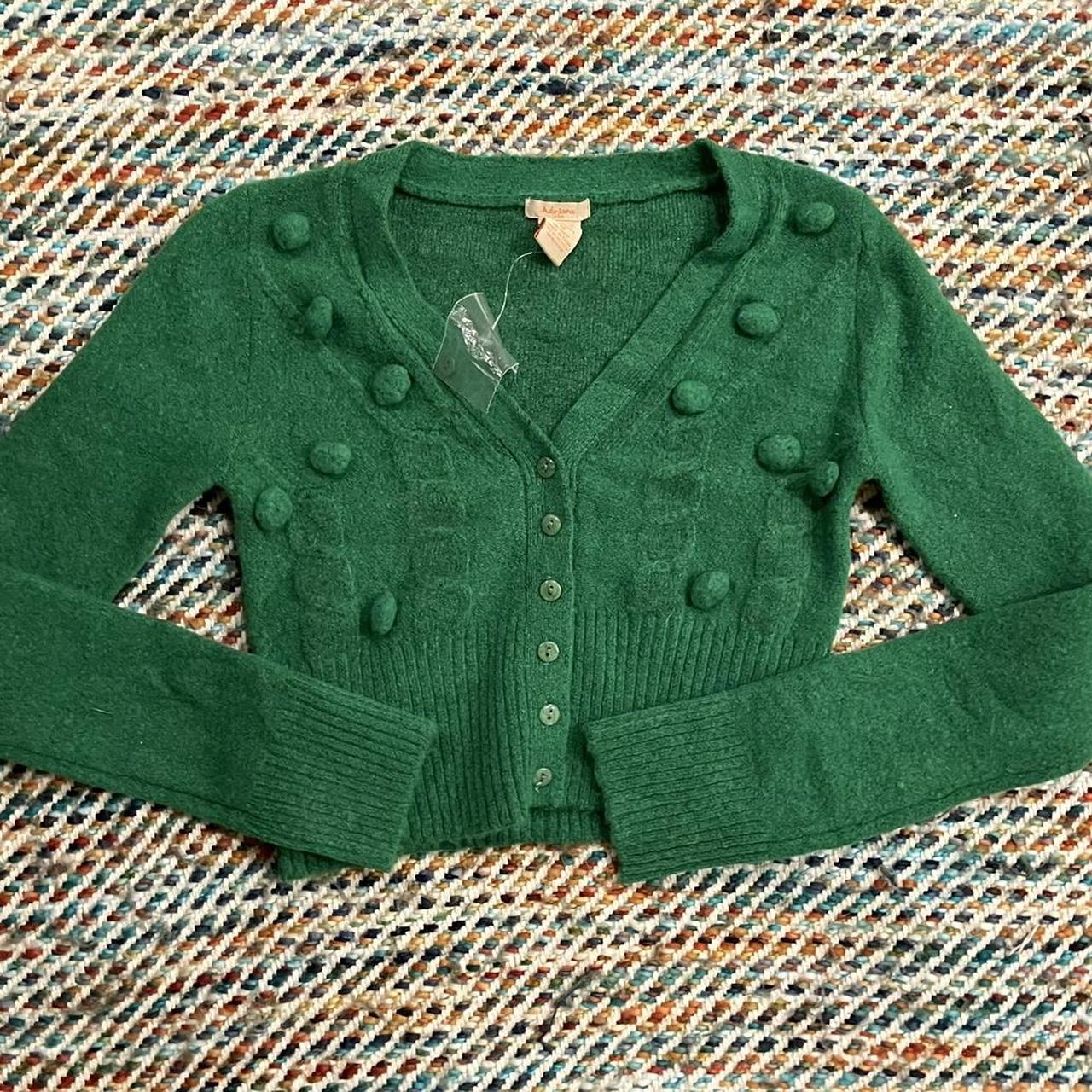 brand: adriana usa y2k bright green cropped cardigan... - Depop