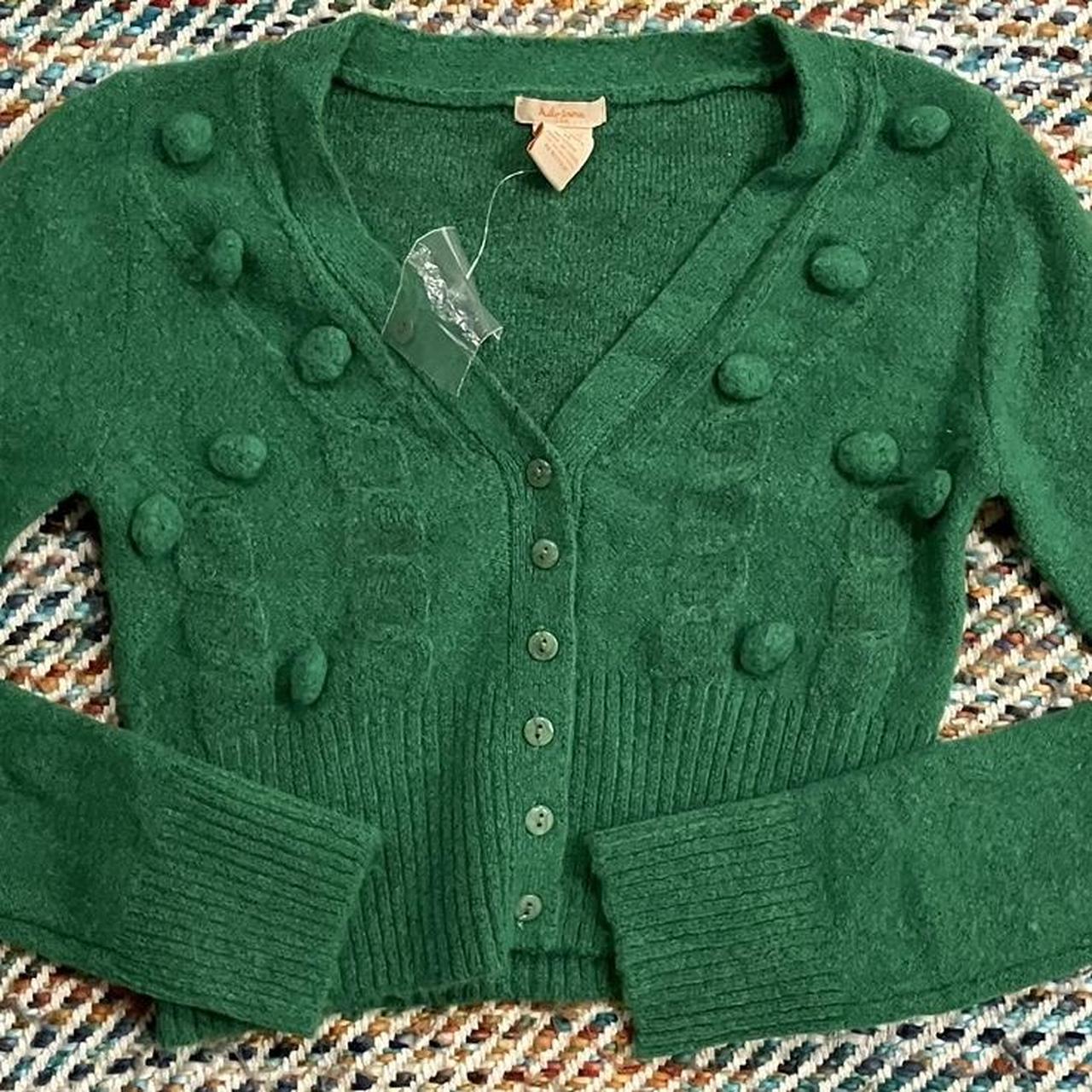 brand: adriana usa y2k bright green cropped cardigan... - Depop