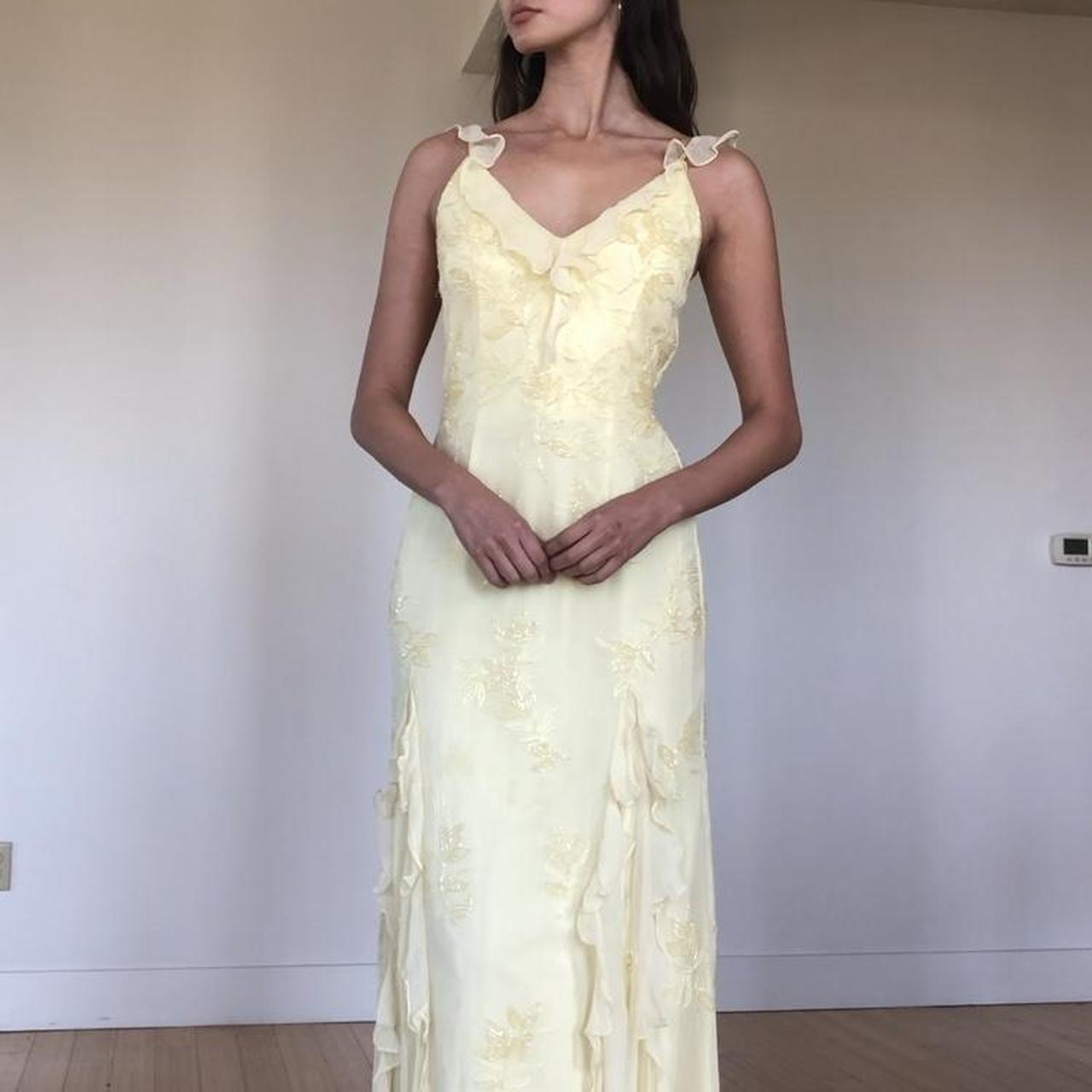 Women's Yellow and Cream Dress | Depop