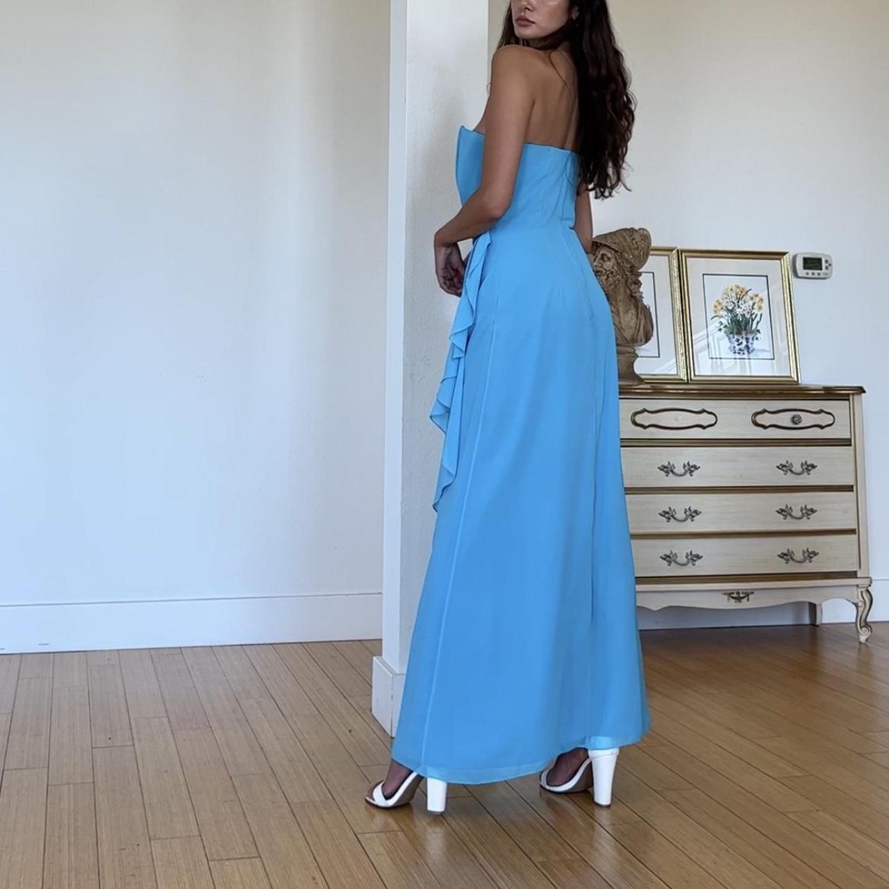 Gorgeous vintage Y2k sky blue chiffon ruffle... - Depop