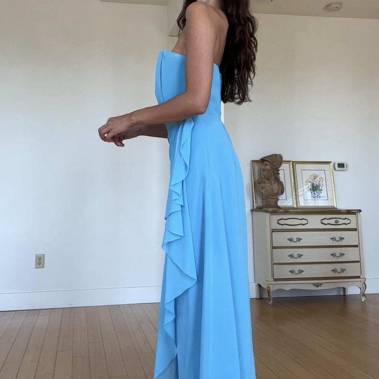 Gorgeous vintage Y2k sky blue chiffon ruffle... - Depop