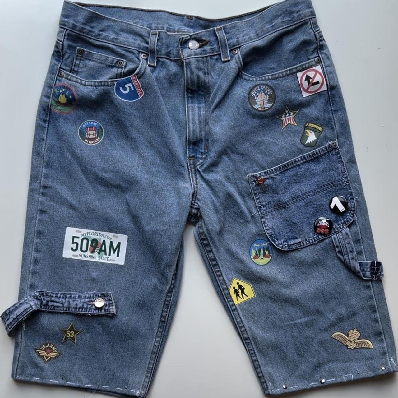 Unisex sustainable custom made 1 of 1 jorts PLEASE... | Depop