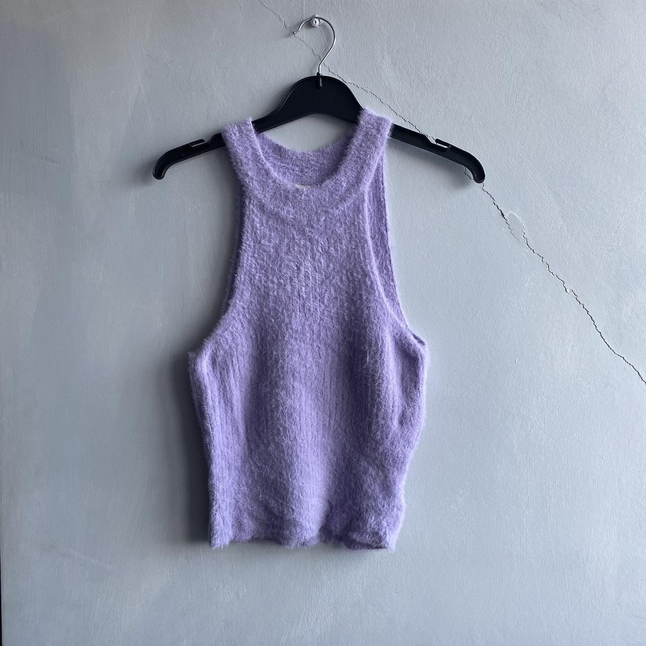 🔮 purple fluffy halter neck top from Urban... - Depop