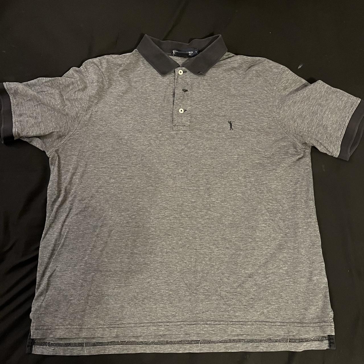 Black and gray golf polo #polo #golf #golfshirt - Depop