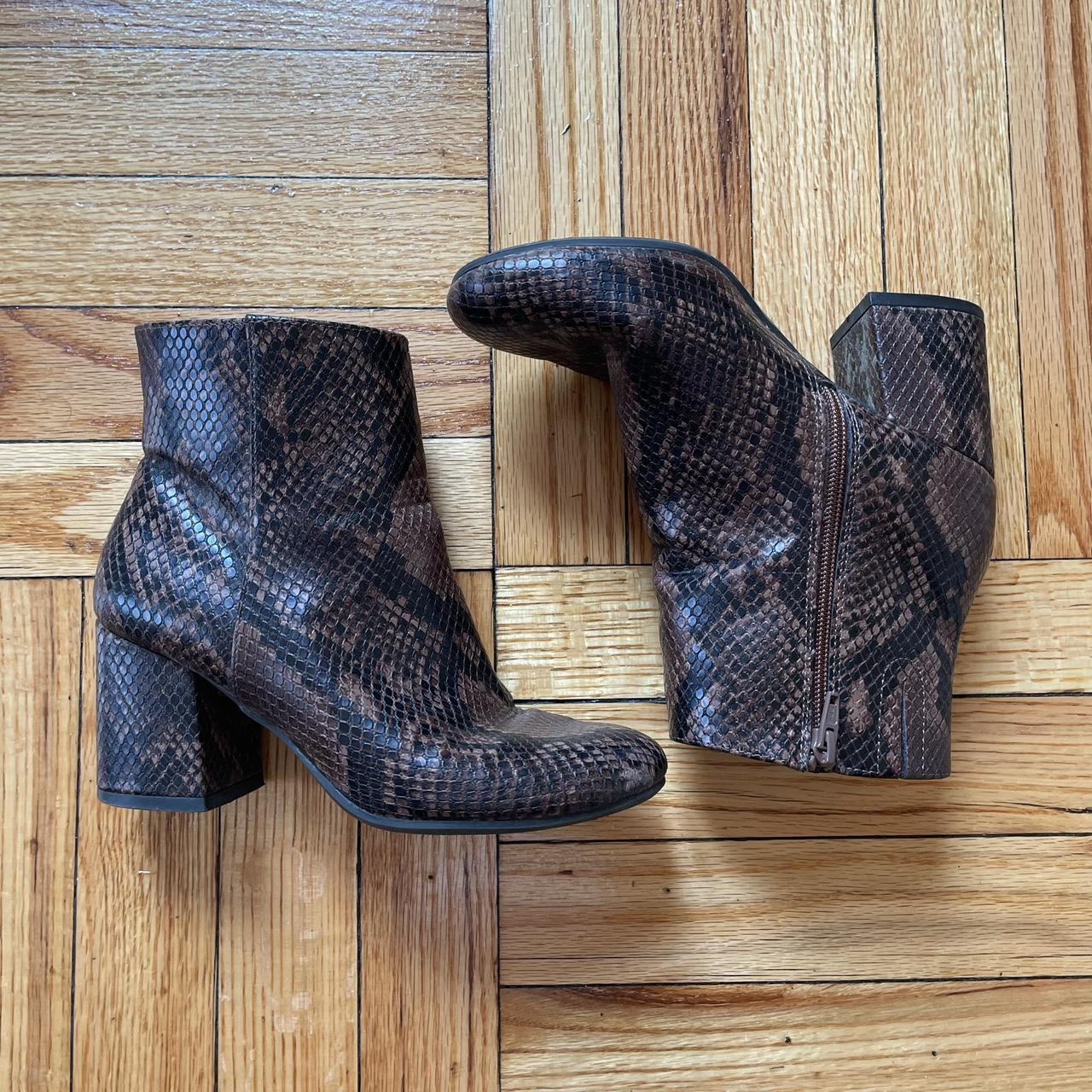 Brown Snakeskin Booties - A New Day target brand... - Depop