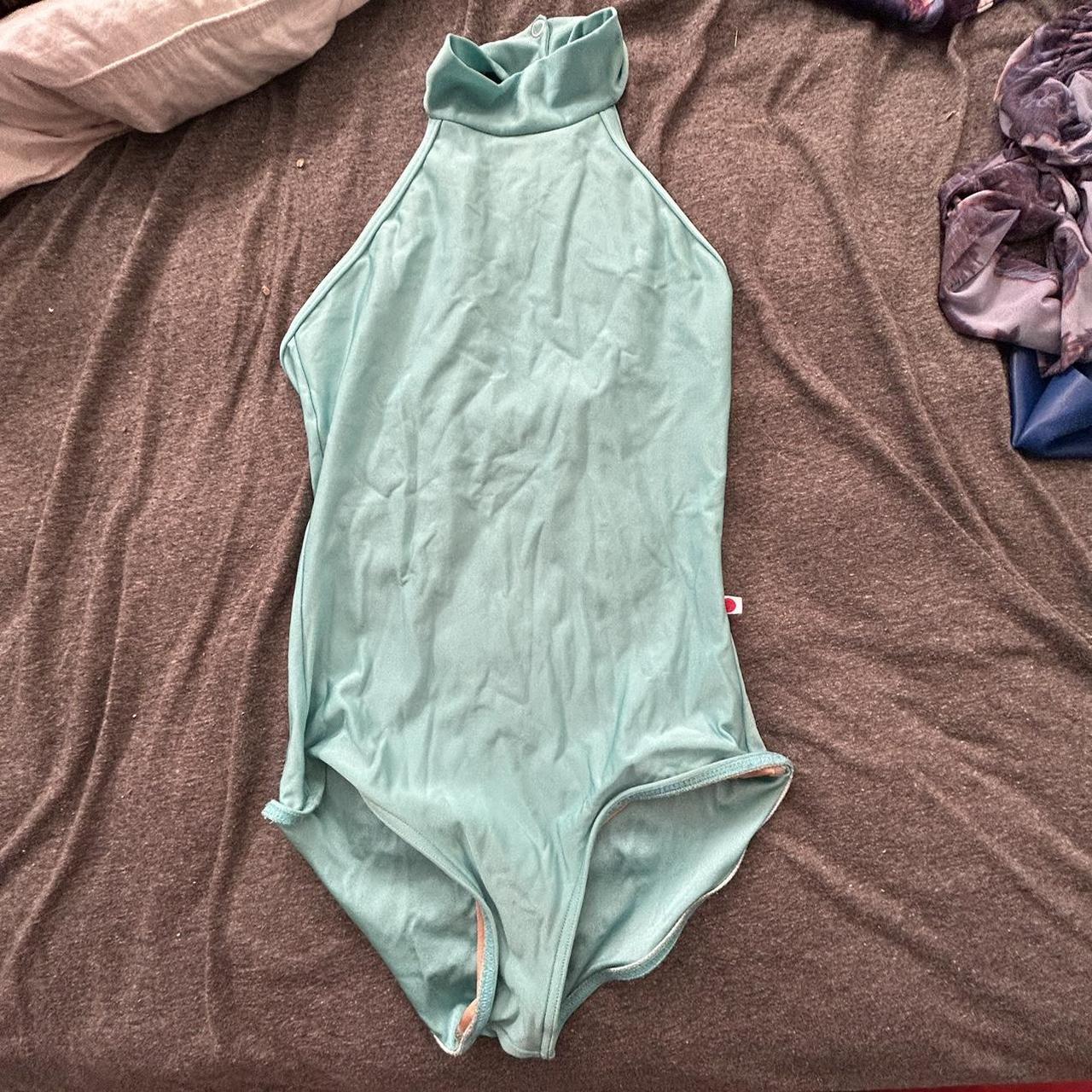 Turquoise Sarah Yumiko Halter Leotard. Size small,... - Depop
