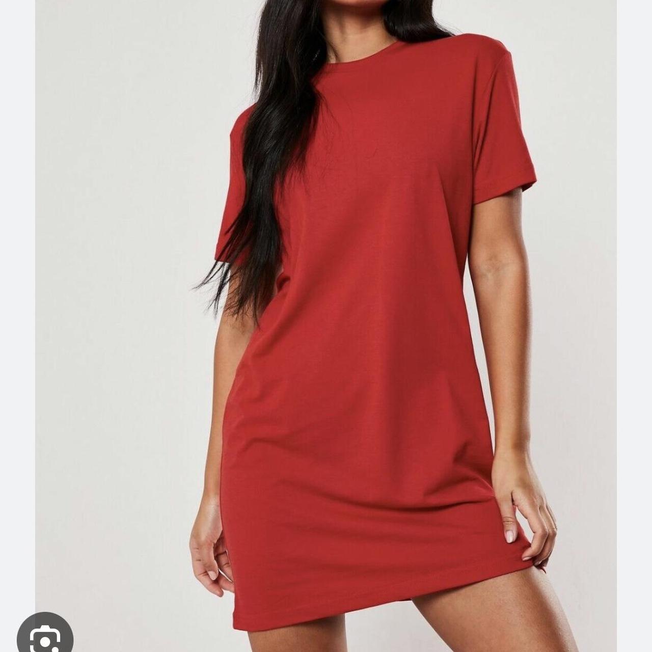 Miss Guided red basic t-shirt dress Women’s size... - Depop