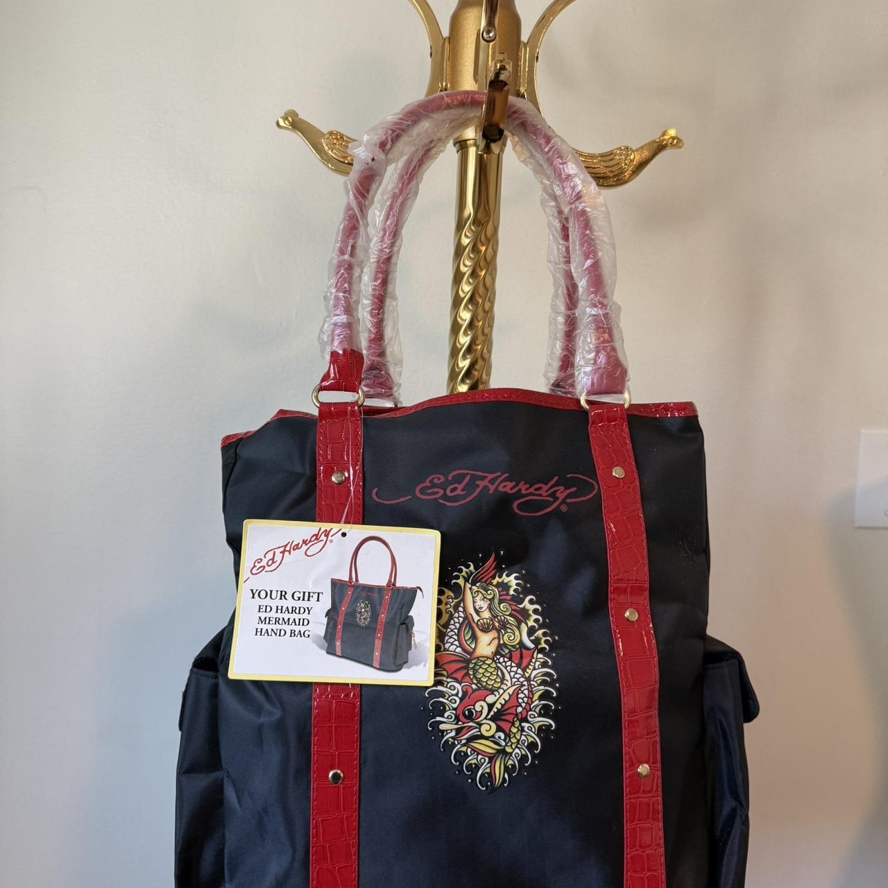 Ed Hardy black and red tote bag #totebag | Depop